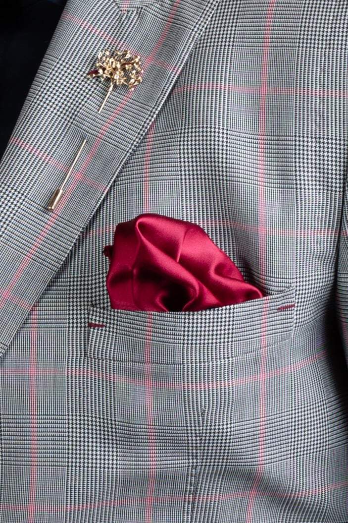 Grey Pink Check Suit